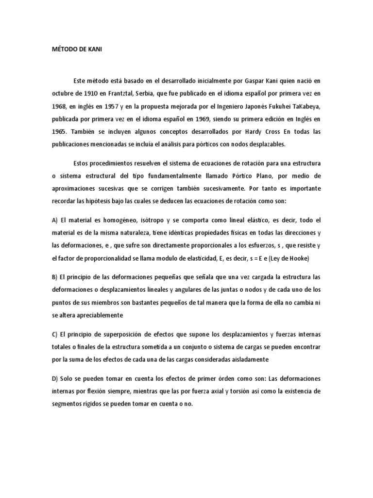 Metodo de Kani | PDF | Elasticidad (Física) | Rotación
