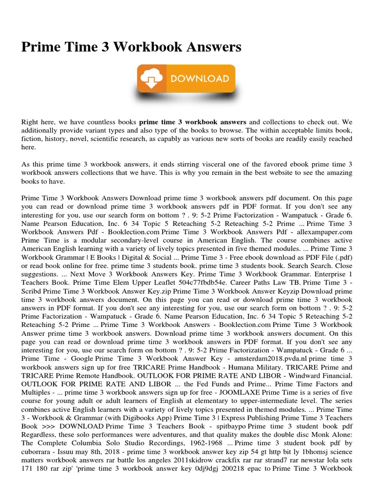 Prime Time 3 Workbook Answers | PDF | E Books | Books