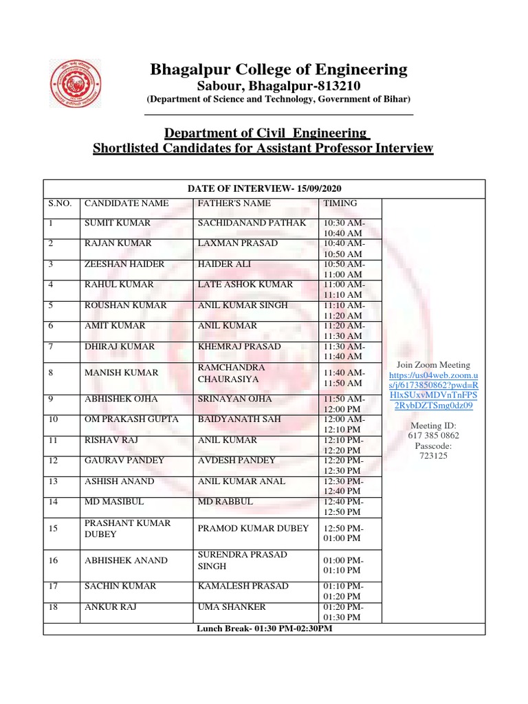 Interview Guest Asst Professor Civil Engineering - Updated | PDF ...