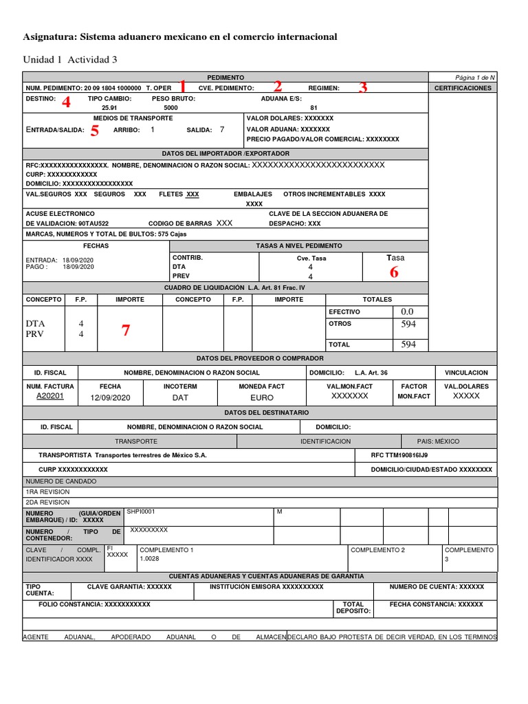 Ejemplo de Pedimento Aduanero A3 | PDF | Procesos de negocio | Sectores ...