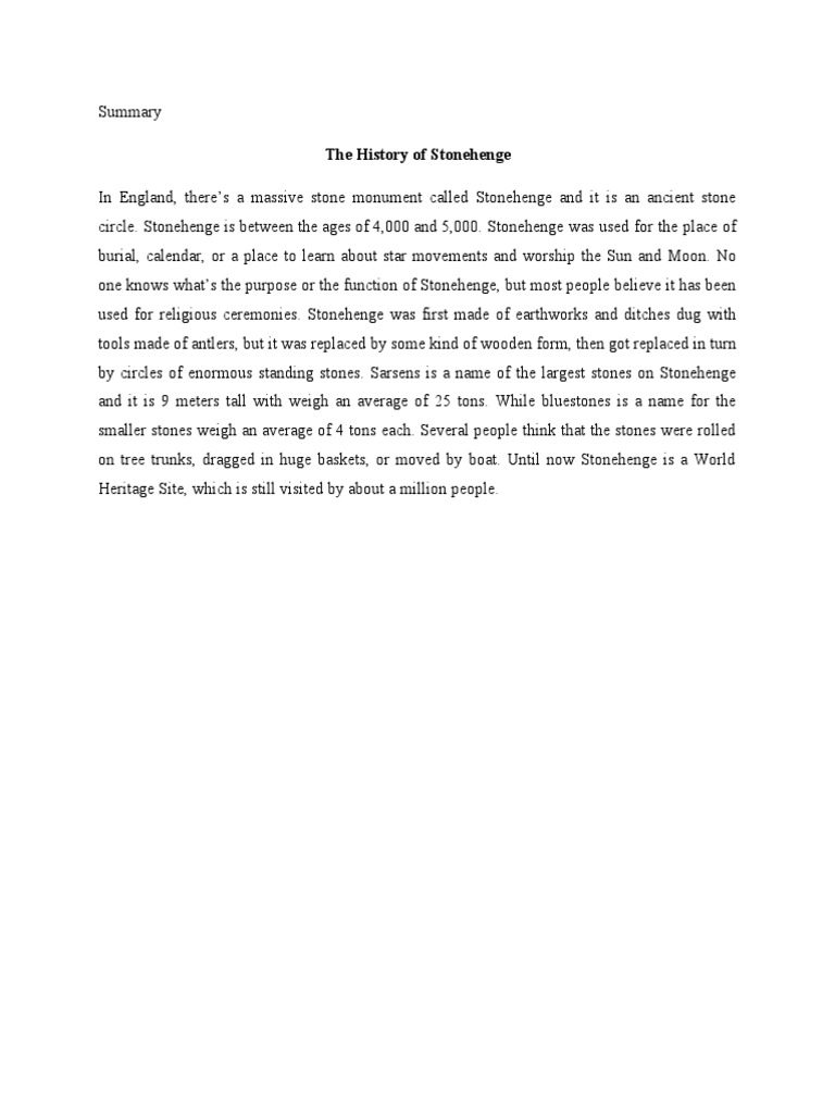 The History of Stonehenge - Summary 1 | PDF | Social Science | Art