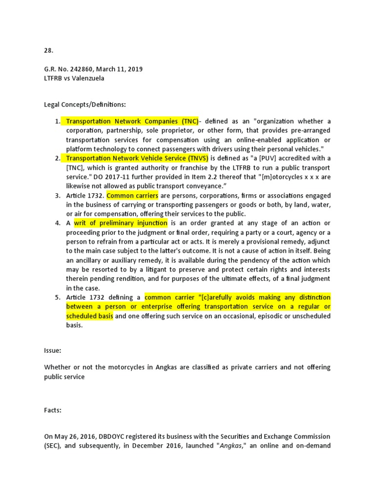 LTFRB vs Valenzuela case examines regulation of motorcycle ride-hailing ...