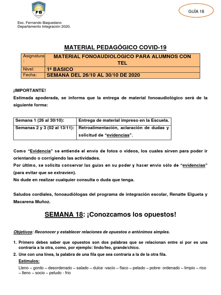 1° 18 Guia de Opuestos | PDF