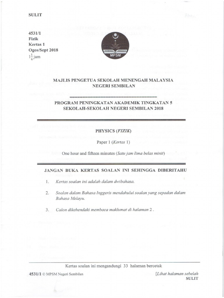 K1 Fizik Percubaan SPM '18 N9 PDF | PDF