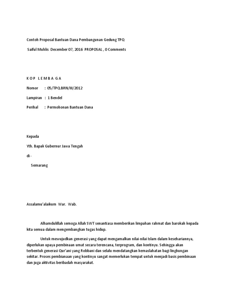 Contoh Proposal TPQ | PDF