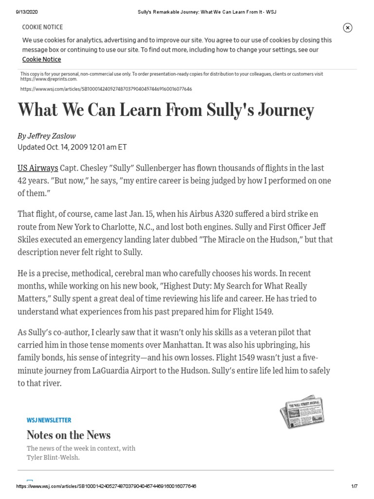 What We Can Learn From Sully's Journey: Notes On The News | PDF | Aviation