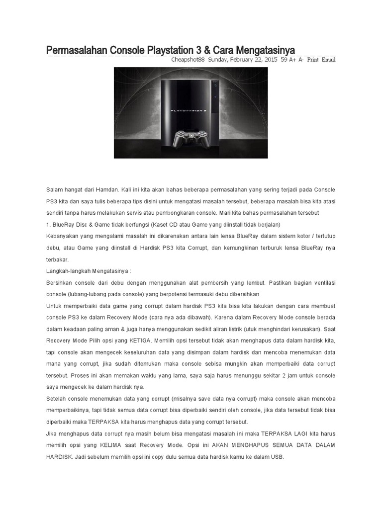 Permasalahan Console Playstation 3 | PDF
