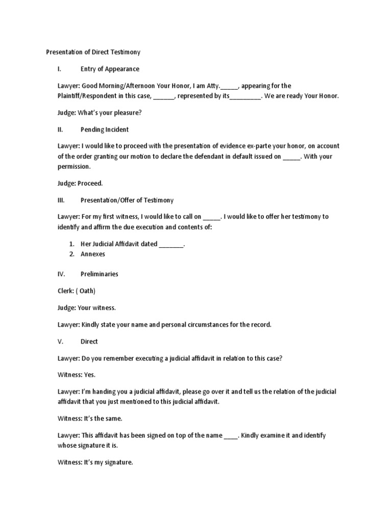 Presentation of Direct Testimony | PDF