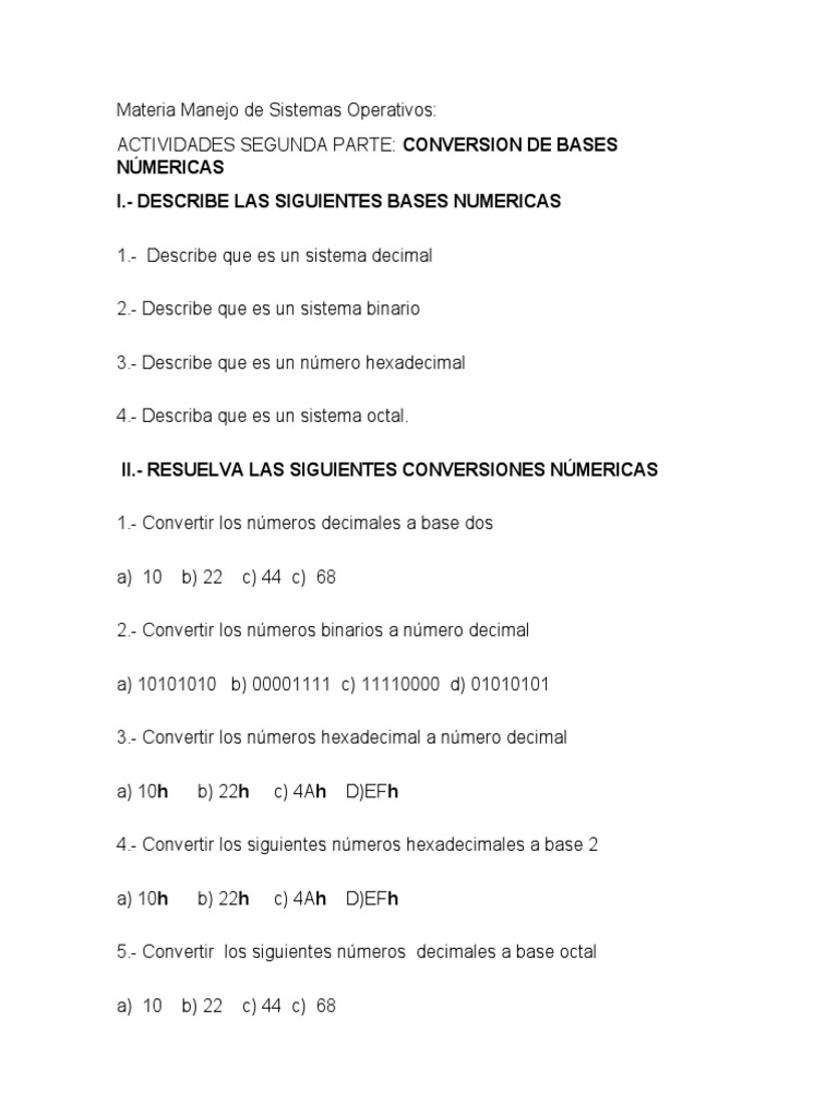 Conversion de Bases Numericas | PDF