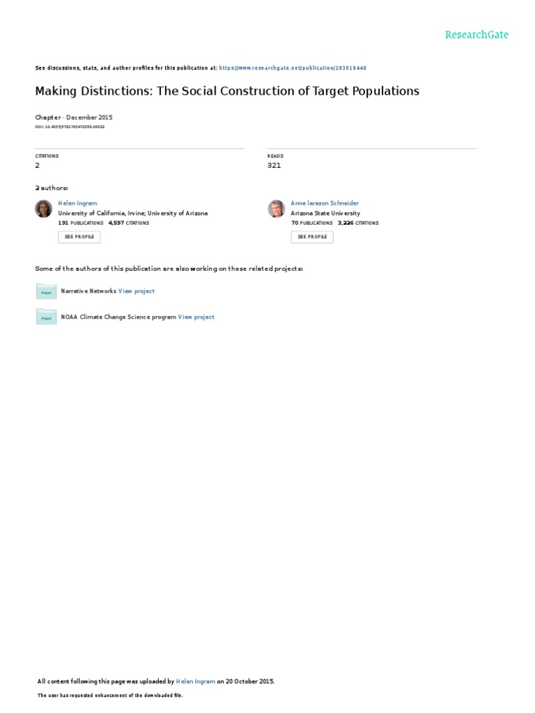 Making Distinctions: The Social Construction of Target Populations ...