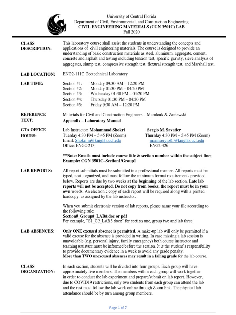 CGN3501C - Lab - CECE - Fall2020 PDF | PDF | Experiment | Laboratories