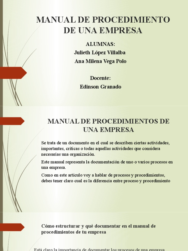 Manual de Procedimiento de Una Empresa | PDF | Science | Ciencia y ...