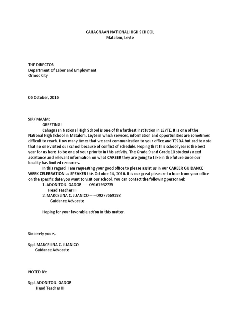 Letter Request For DOLE | PDF