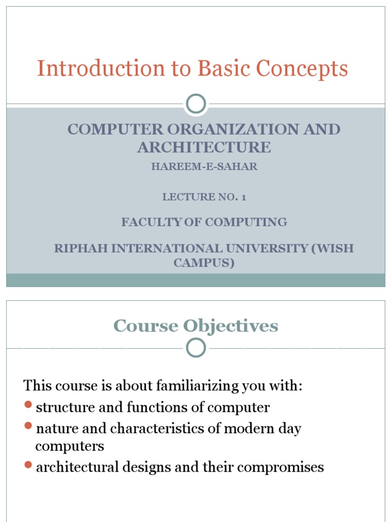 Introduction To Basic Concepts: Computer Organization and Architecture | PDF | Character ...
