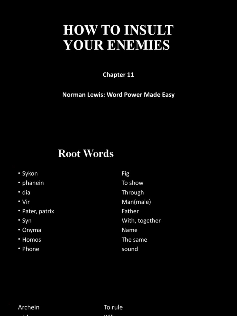 How To Insult Your Enemies: Norman Lewis: Word Power Made Easy | PDF ...