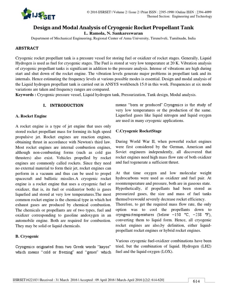 Design and Modal Analysis of Cryogenic Rocket Propellant Tank | PDF ...