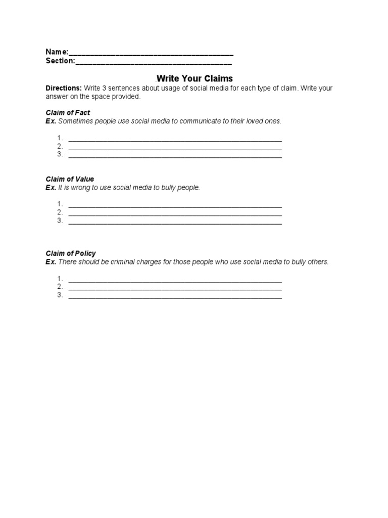 Learning Task 4 Write You Claims | PDF