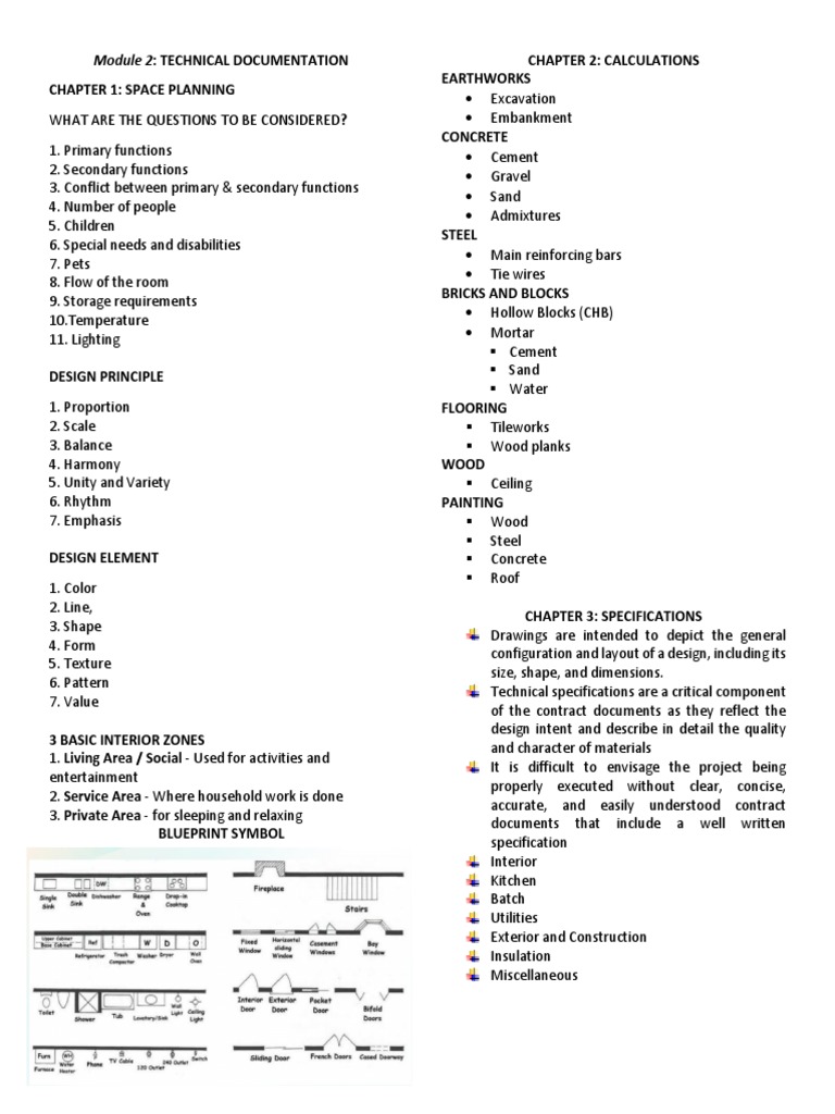 Module 2: Technical Documentation: Chapter 1: Space Planning Chapter 2: Calculations Earthworks ...