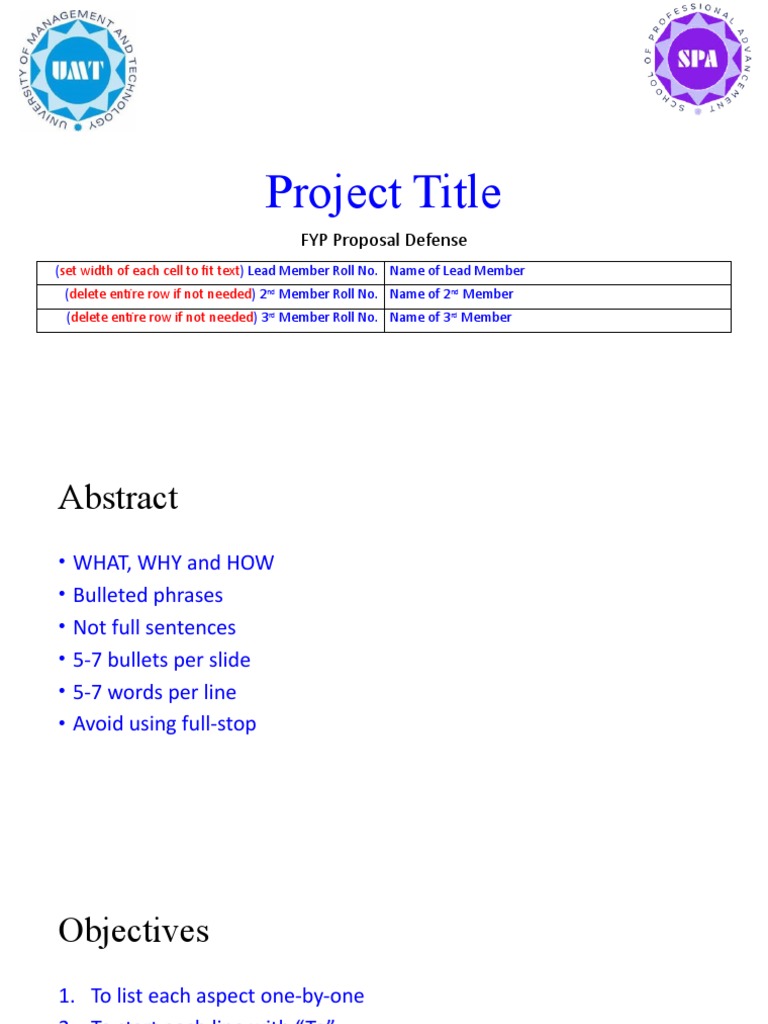 Project Title: FYP Proposal Defense | PDF