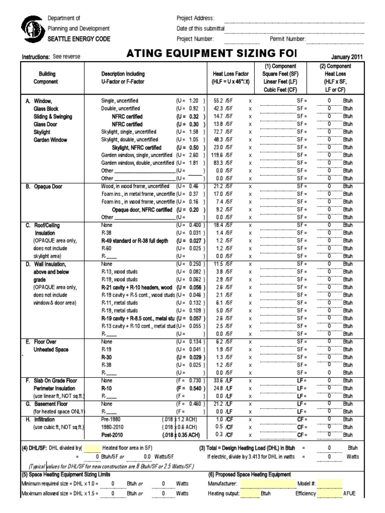 Seattle Energy Code Heating Equipment Sizing | PDF | Window | Civil ...