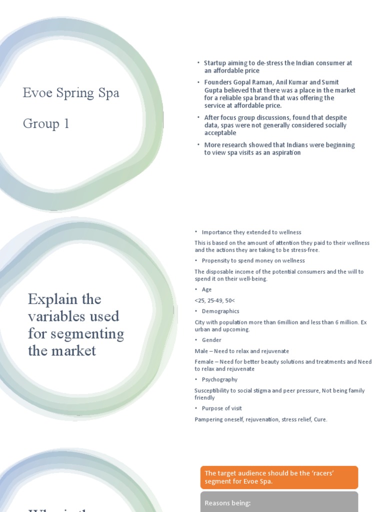 Evoe Spring Spa | PDF | Target Audience | Spa