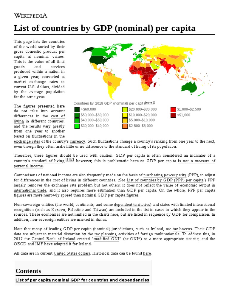List of Countries by GDP (Nominal) Per Capita | Download Free PDF | Tax ...