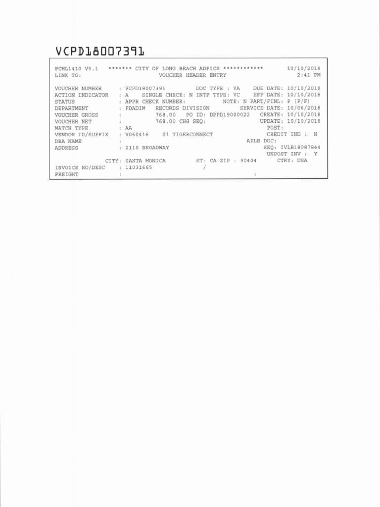 2018 TigerText Invoices For LBPD Hosted Archiving | PDF