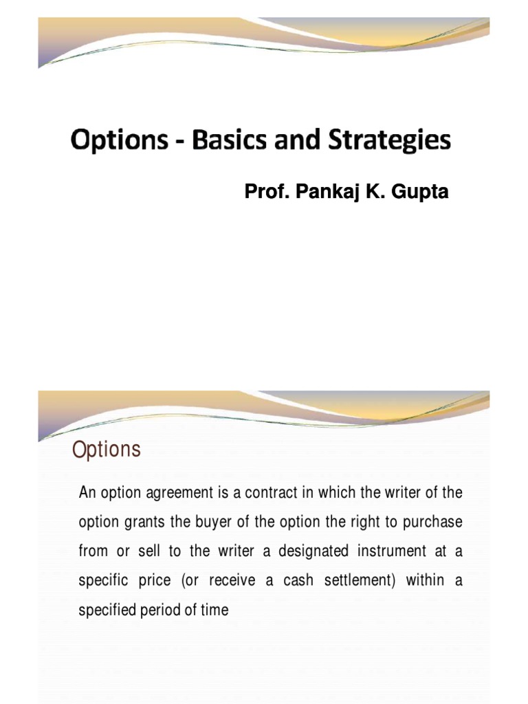 Options - Basics and Strategies | PDF | Put Option | Option (Finance)