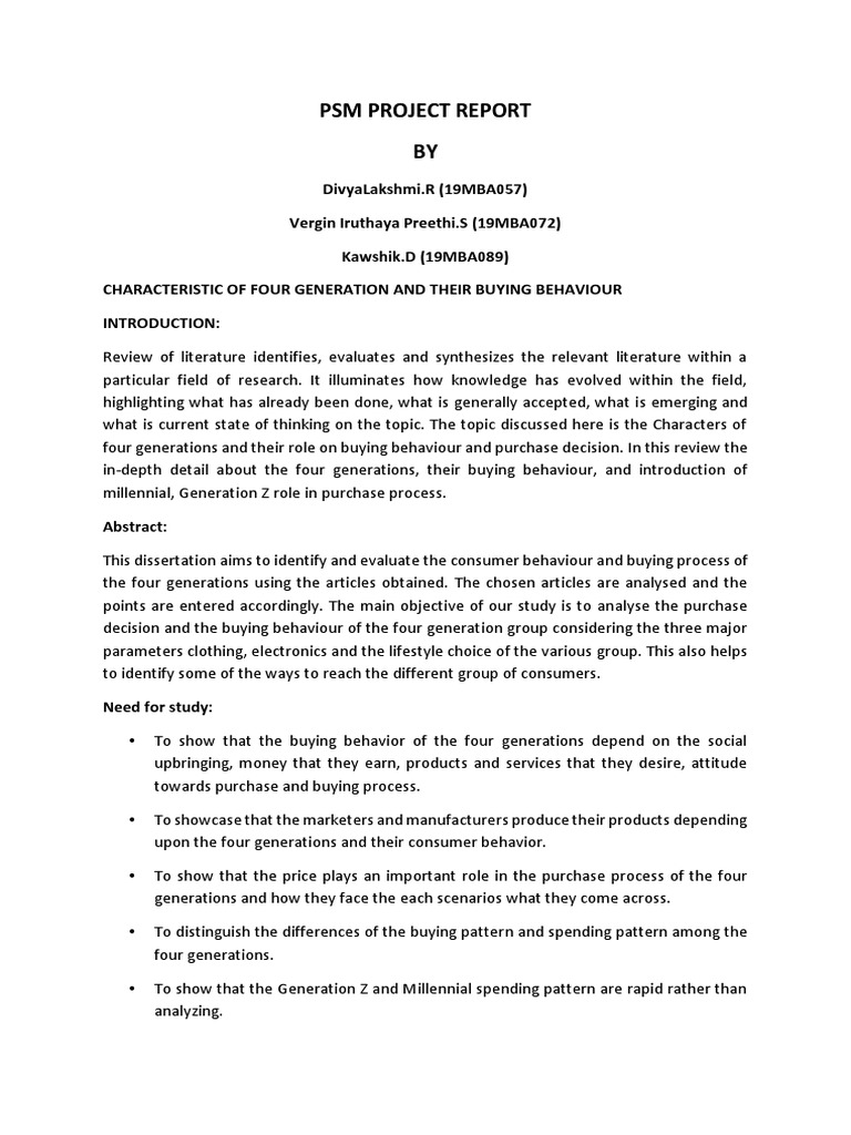 PSM Report LR | PDF | Consumer Behaviour | Millennials