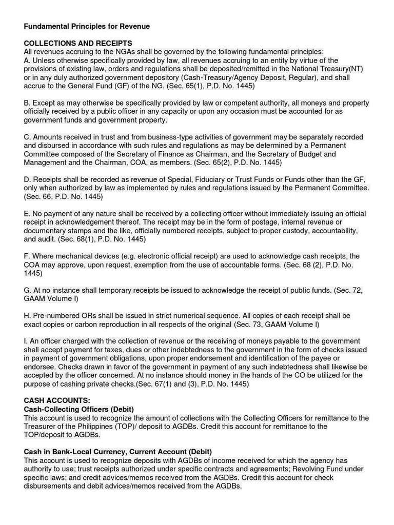 Fundamental Principles For Revenue Collections and Receipts | PDF ...