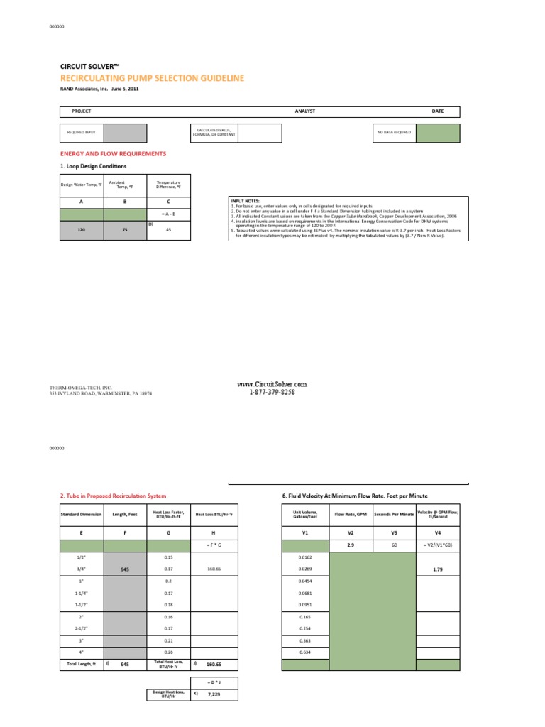 Recirculating Pump Selection Guideline: Circuit Solver™ | PDF | Flow ...