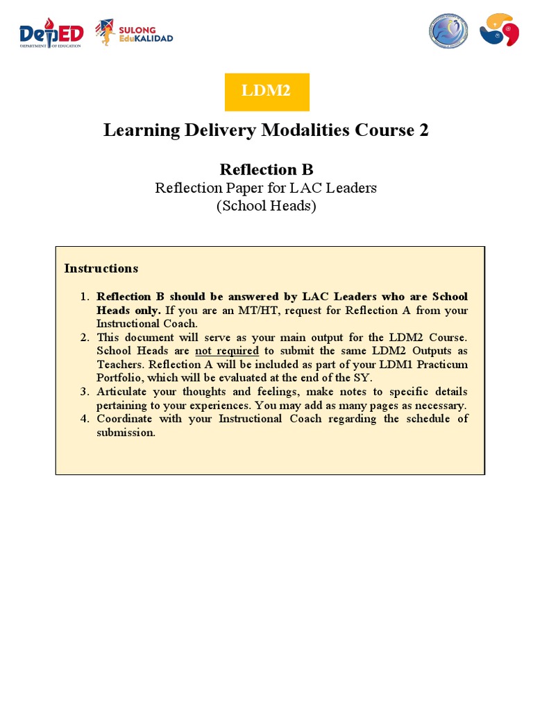 LDM2 - ReflectionB - School Heads | PDF | Lesson Plan | Learning