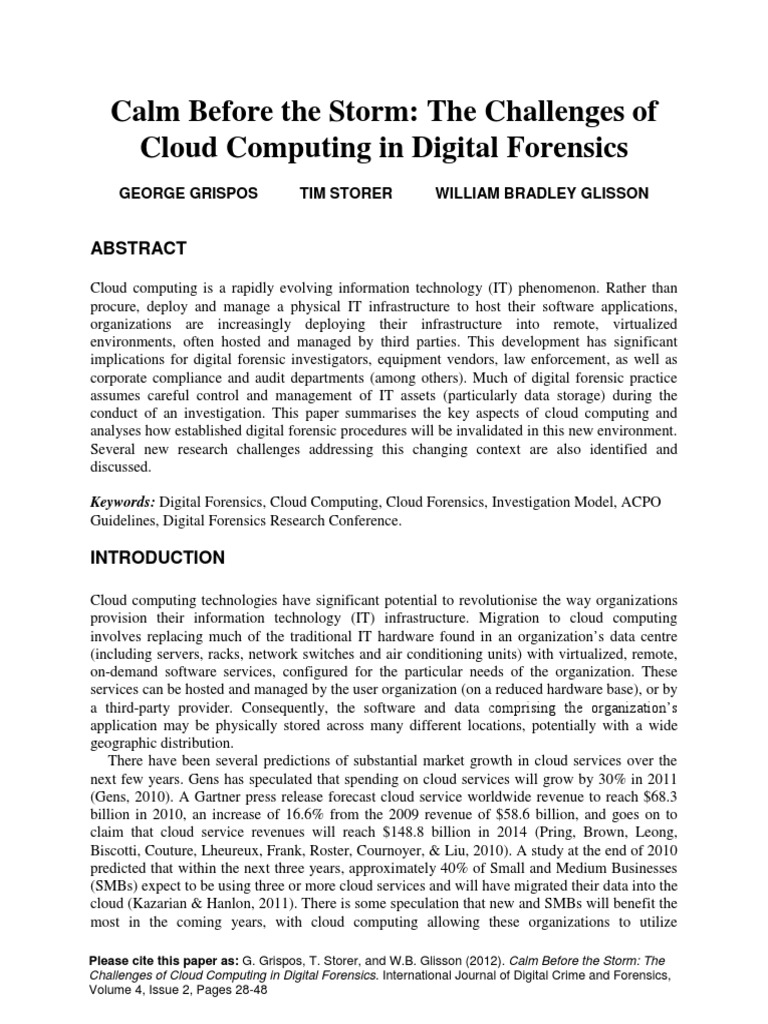 Calm Before The Storm: The Challenges of Cloud Computing in Digital ...