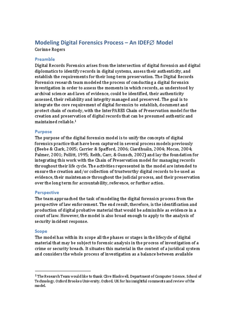 Modeling Digital Forensics Process - An IDEF Model | PDF | Forensic ...