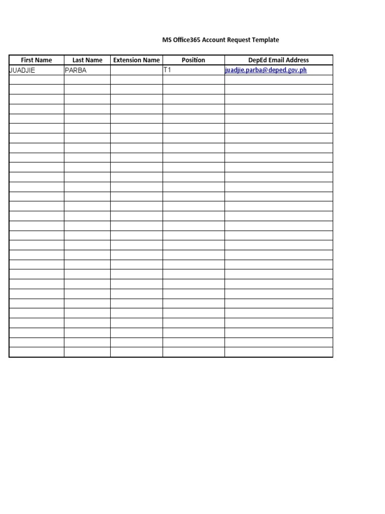 MS Office365 Account Request Form | PDF