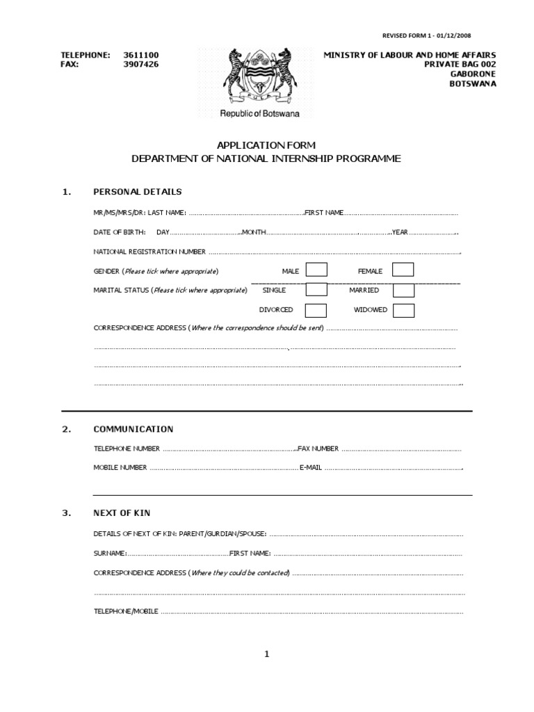 National Internship Application Form | PDF | Social Institutions ...