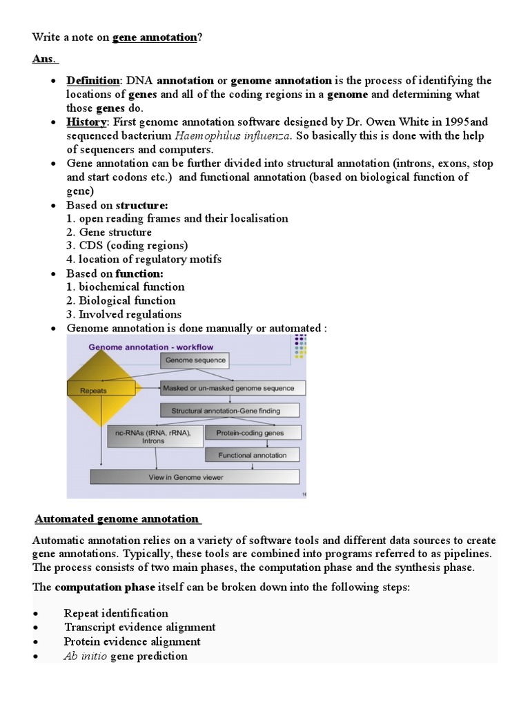 Ans .: DNA Annotation or Genome Annotation Is The Process of ...