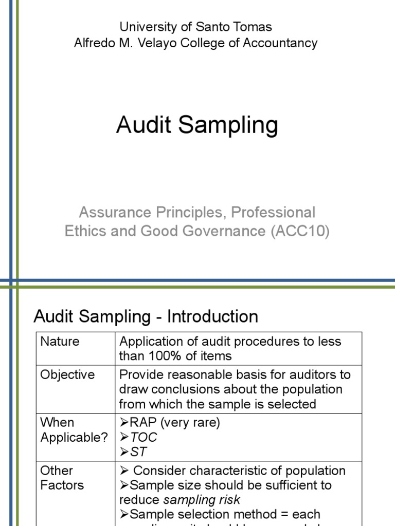 Audit Sampling: Assurance Principles, Professional Ethics and Good ...