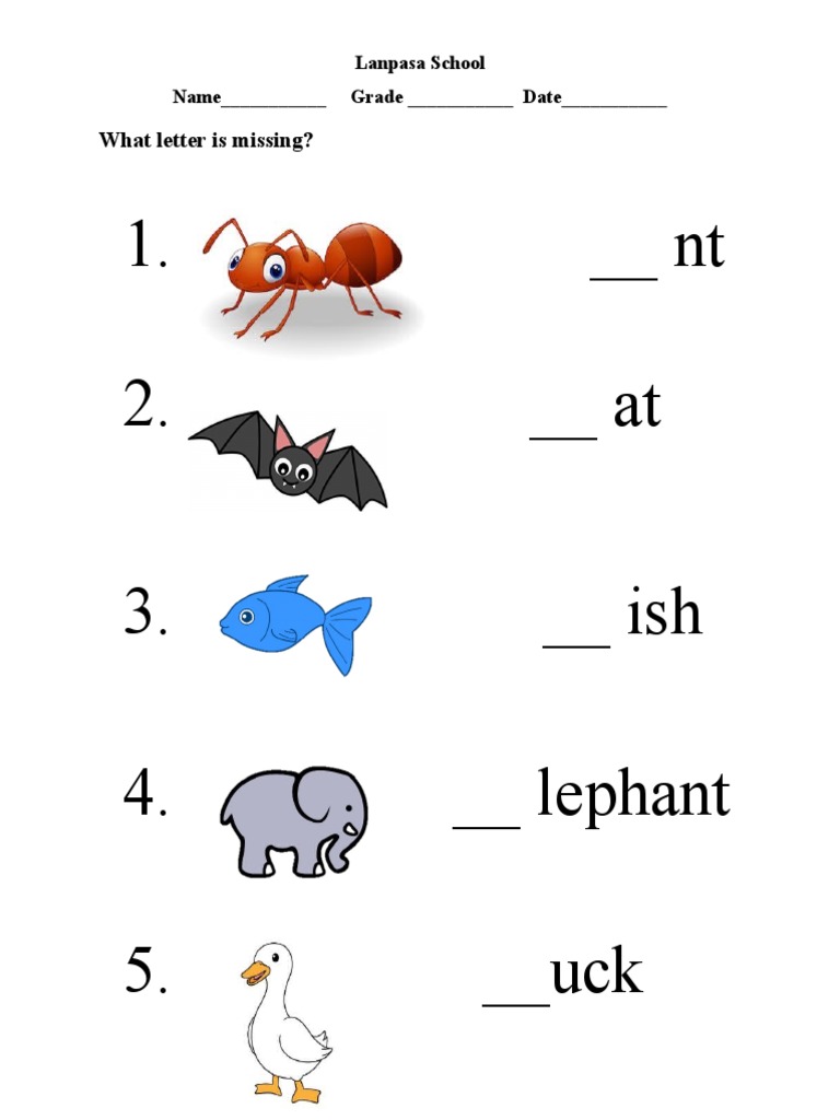 Missing Letter Word Game | PDF