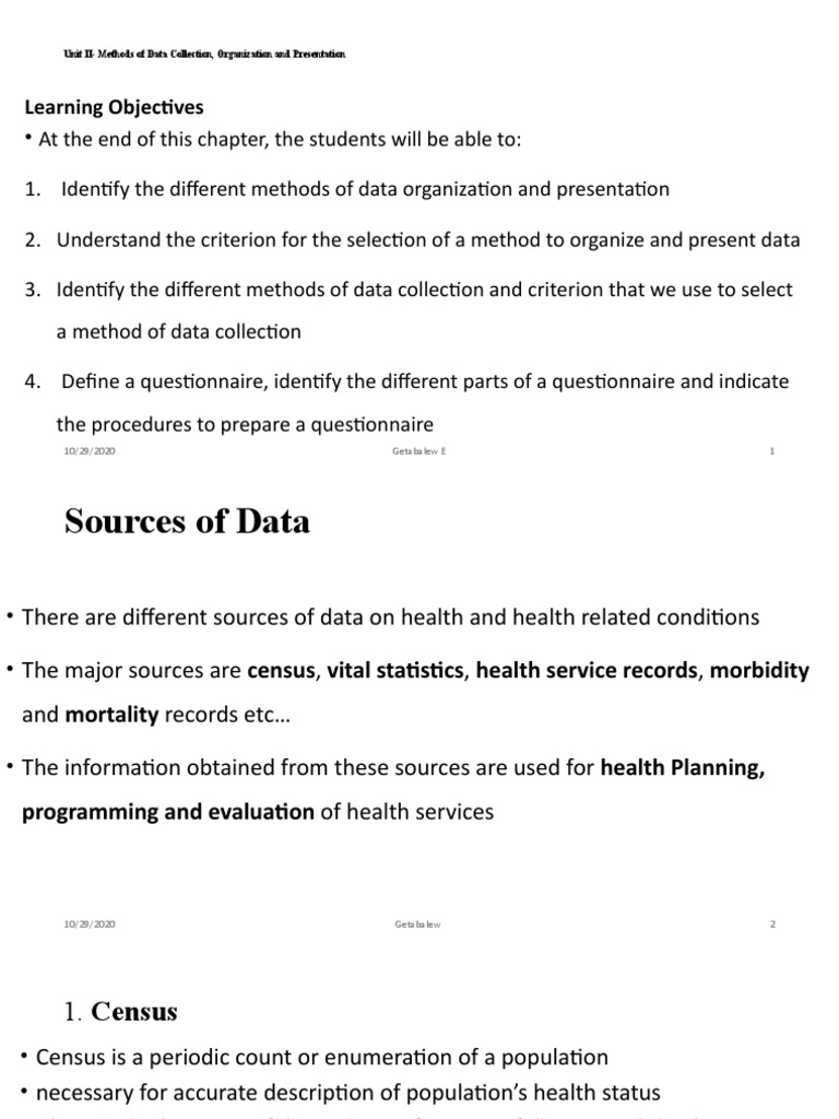 Chapter 2 Methods of Data Collection and Organizing | PDF | Chart | Census