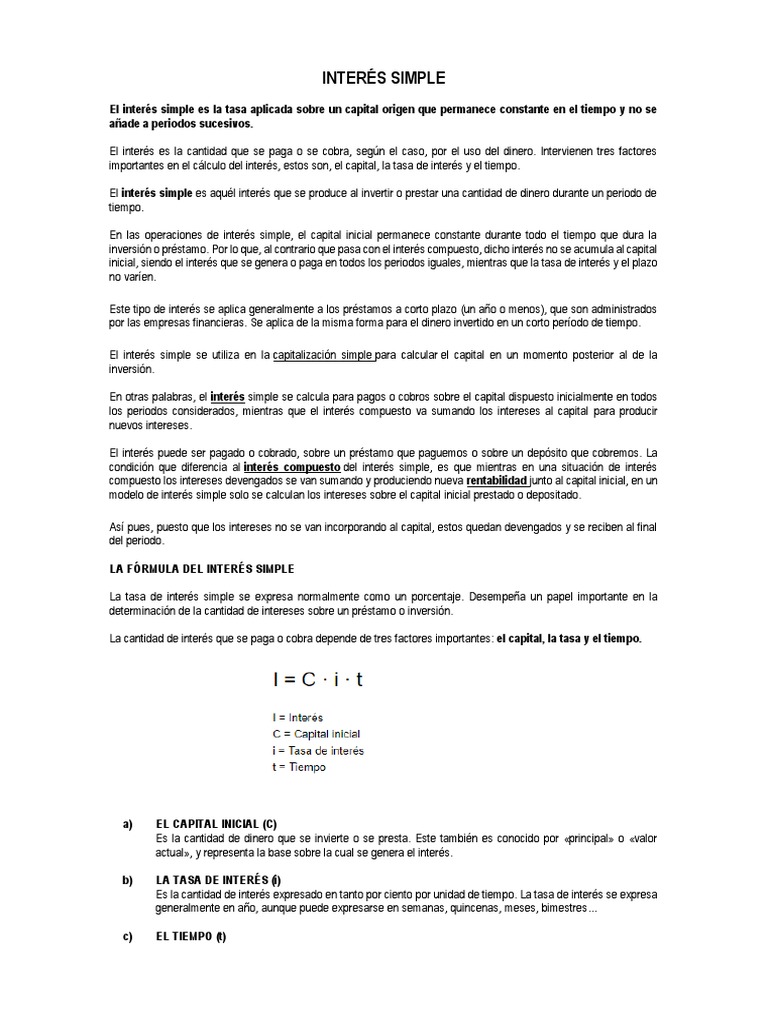Tema 02 - Interes Simple | PDF | Finanzas personales | Interés