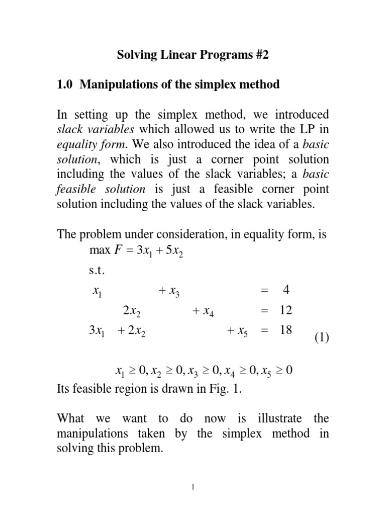 LP Simplex 2 | PDF | Equations | Mathematical Analysis