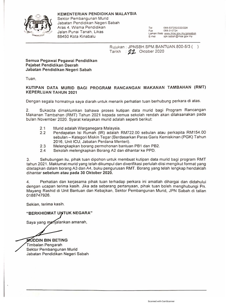 Kutipan Data Murid RMT | PDF