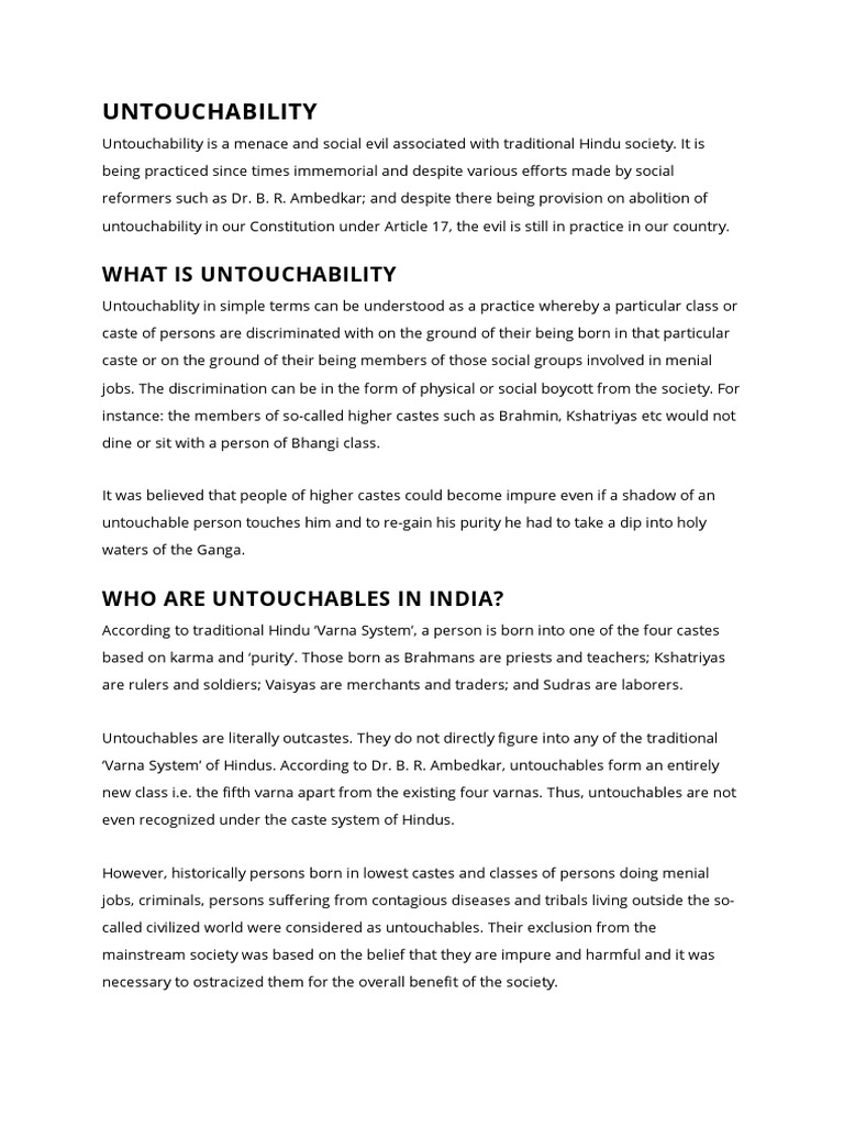 What Is Untouchability | PDF | Dalit | Caste