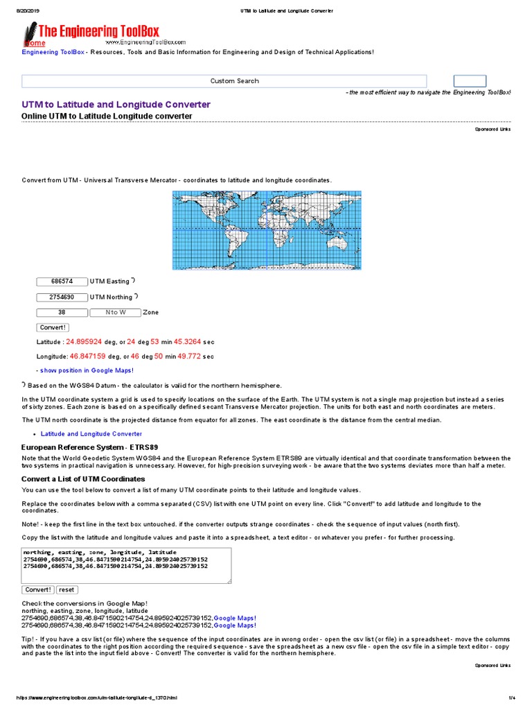 UTM To Latitude and Longitude Converter | PDF | Latitude | Scientific ...