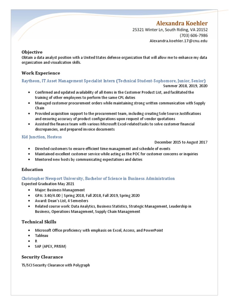 Alexandra Koehler Resume | PDF
