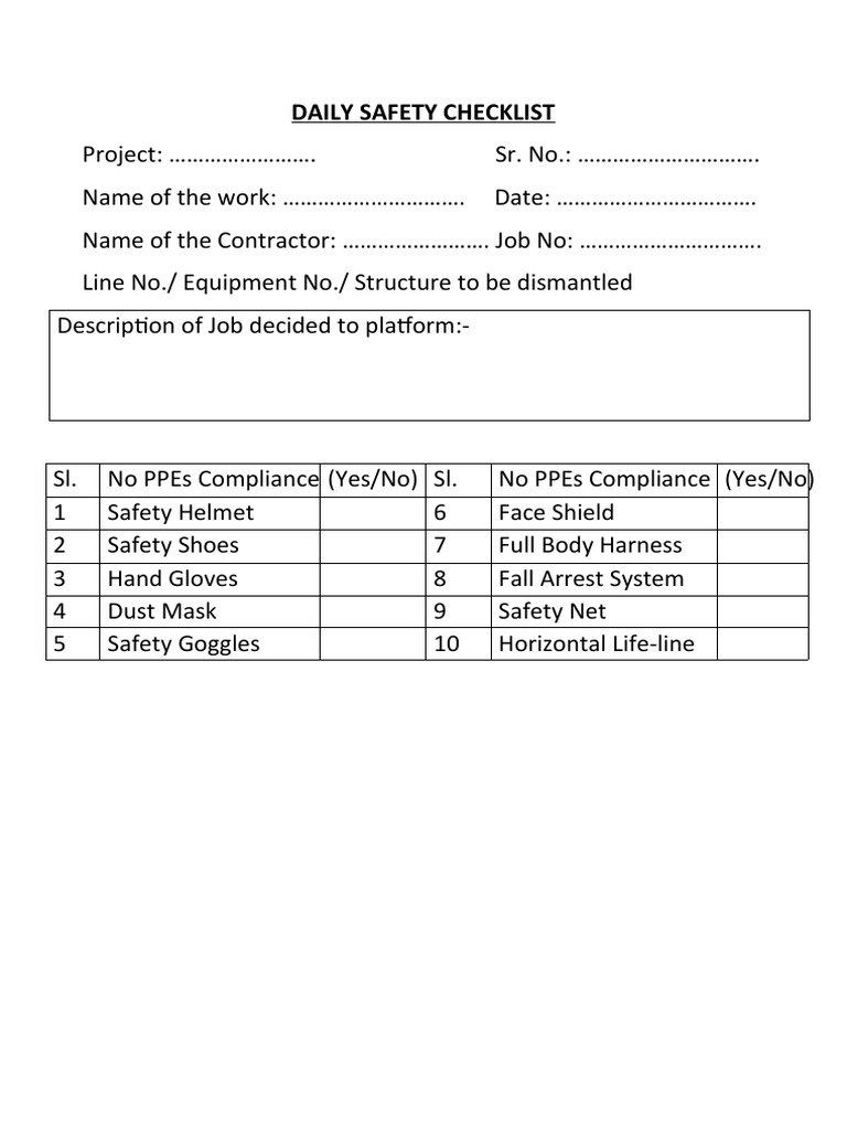 Daily Checklist | PDF