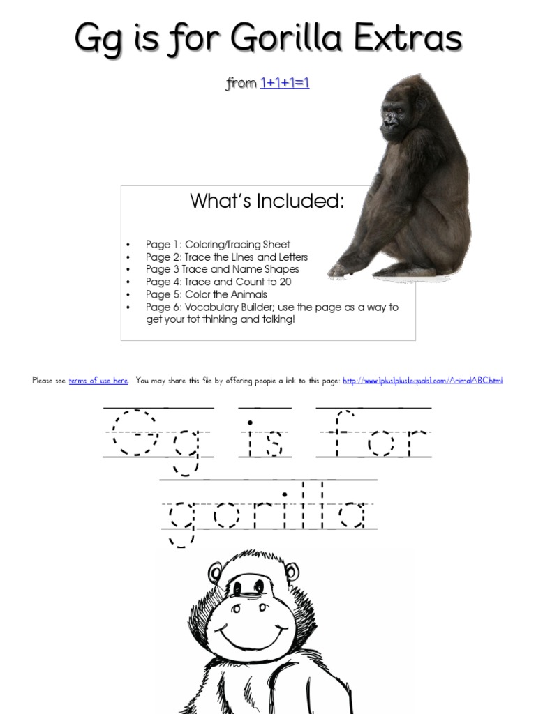 GG Is For Gorilla Extras: What's Included | PDF