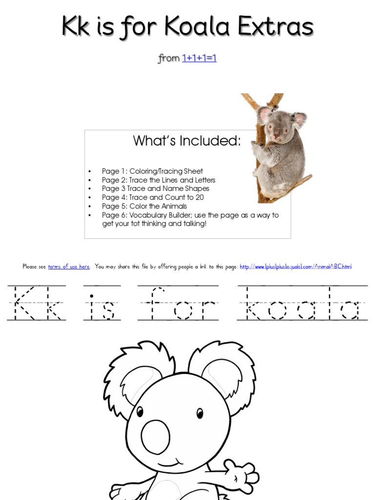 KK Is For Koala Extras: What's Included | PDF