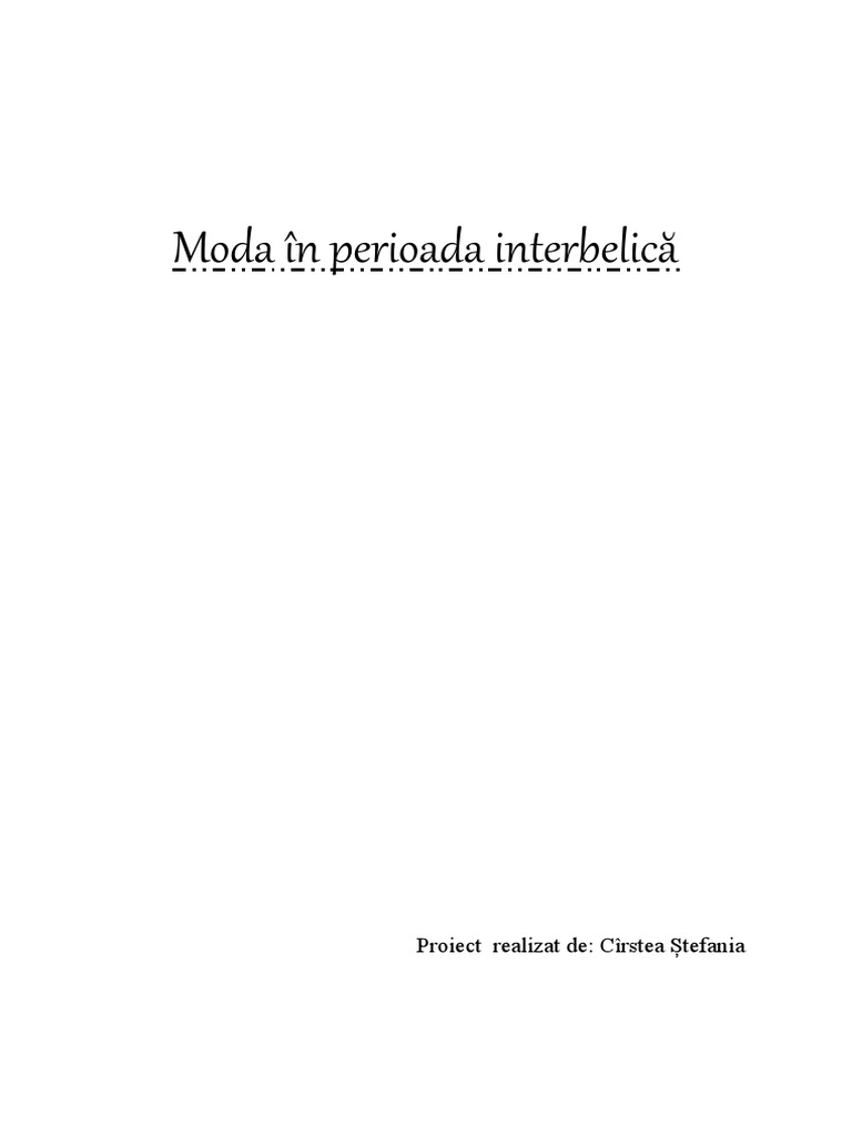 Moda in Perioada Interbelica | PDF